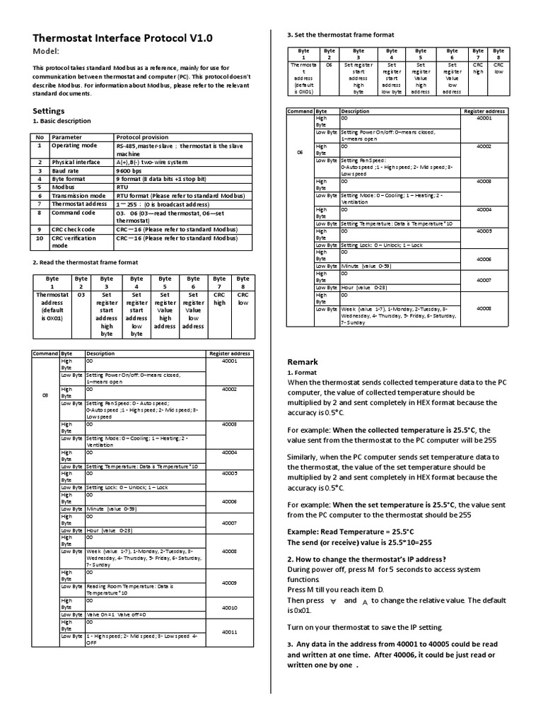 FAN COIL RS485 Protocol | PDF | Computer Hardware | Computer Science