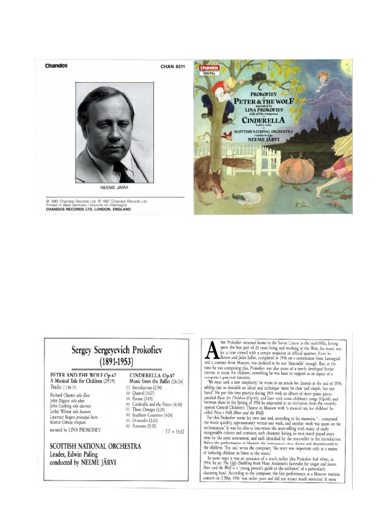 Prokofjev - Péter És A Farkas Lina P-Vel, Hamupipőke | PDF