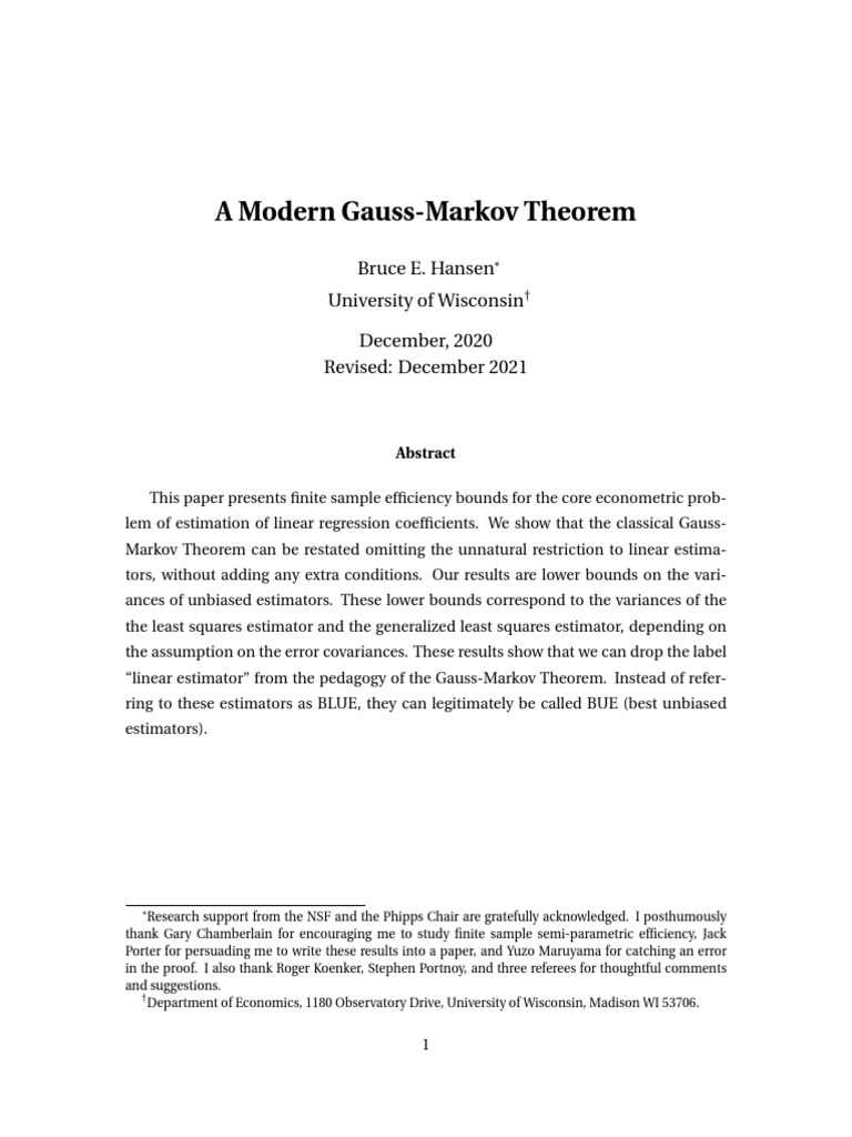 A Modern Gauss-Markov Theorem | PDF
