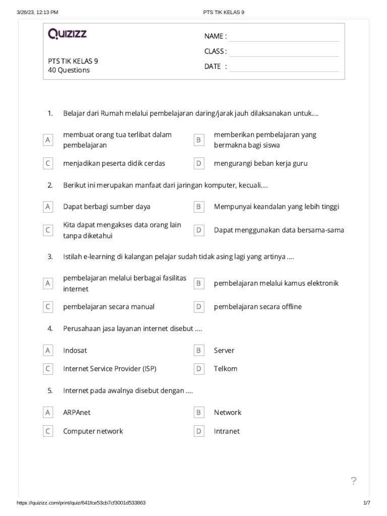 PTS Tik Kelas 9 | PDF