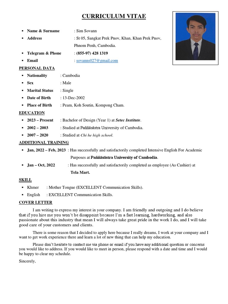 Curriculum Vitae (Sovann) (Recovered) | PDF