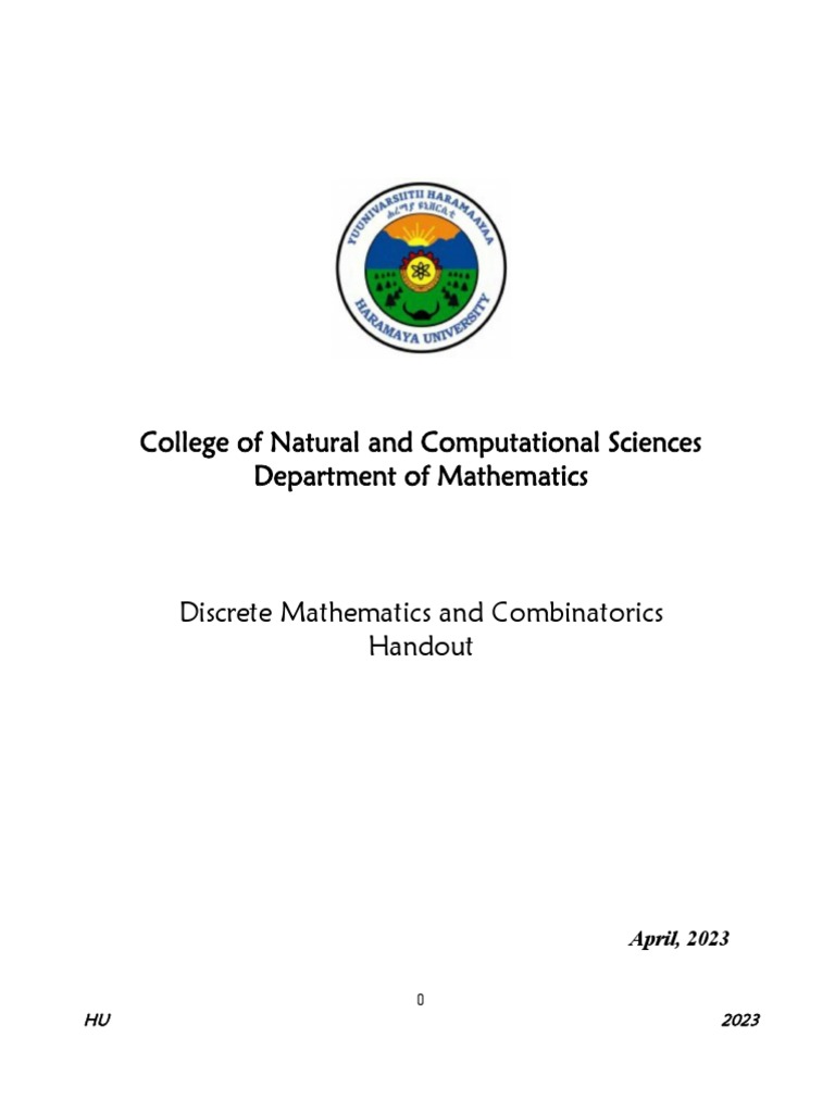 Discrete Maths and Combinatory Handout | PDF | Set (Mathematics) | Combinatorics