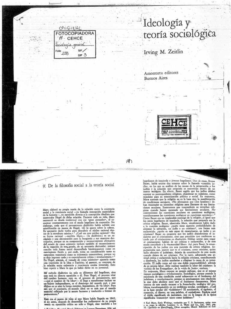 Zeitlin - de La Filosofía Social A La Teoría Social - Ideología y Teoría Sociológica | PDF