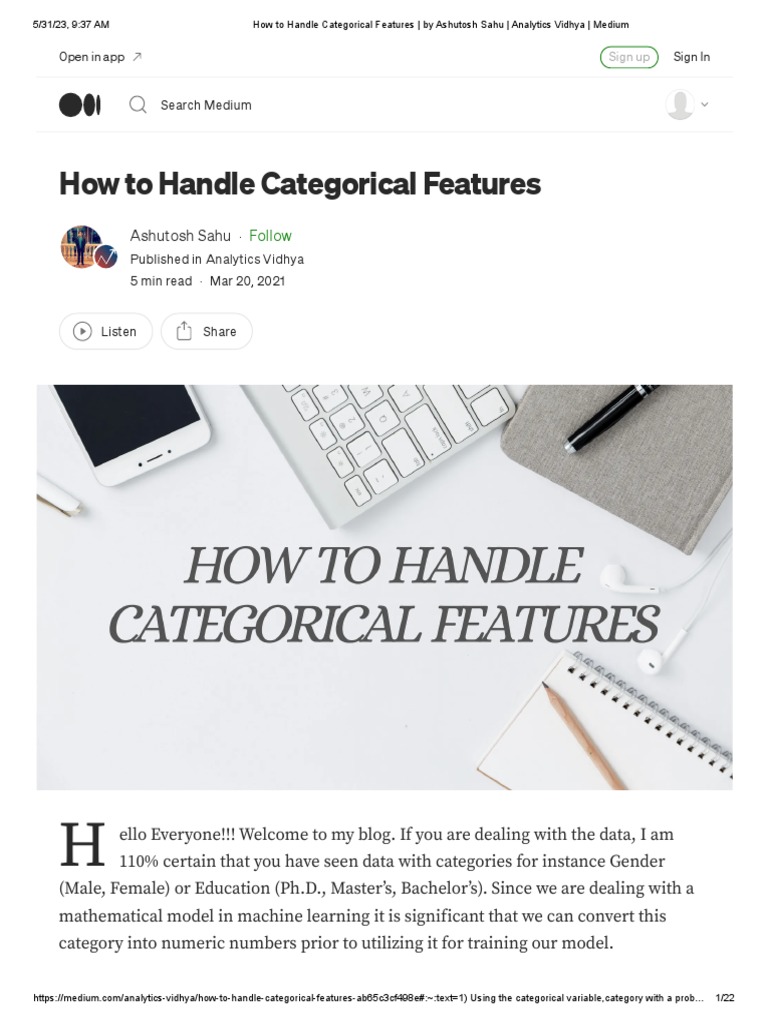 How To Handle Categorical Features By Ashutosh Sahu Analytics Vidhya Medium Pdf 