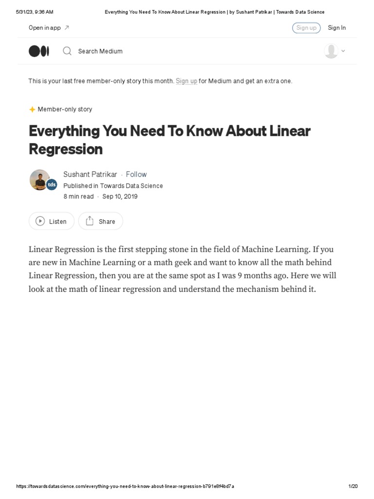 Everything You Need To Know About Linear Regression - by Sushant ...