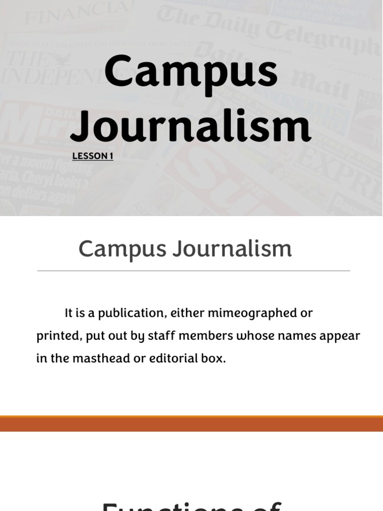 Functions of Campus Journalism Explained | PDF | Newspapers | Journalism