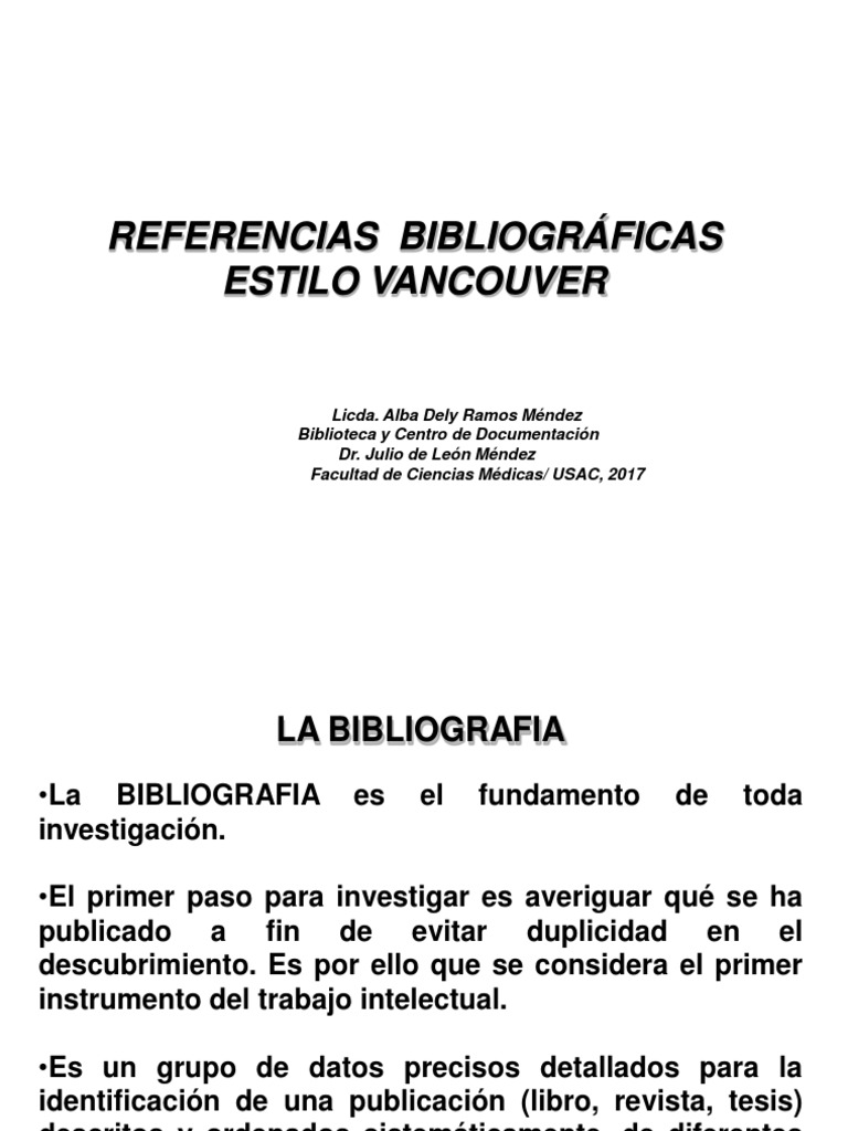 Guía del Estilo Vancouver en Bibliografía | PDF | Ciencias de la ...