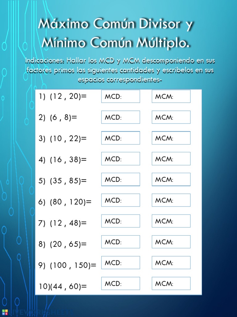 Máximo Común Divisor y Mínimo Común Múltiplo | PDF