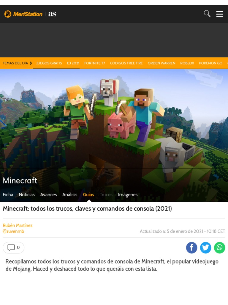 Trucos Minecraft - Todos Los Trucos, Claves y Comandos de Consola (2021 ...