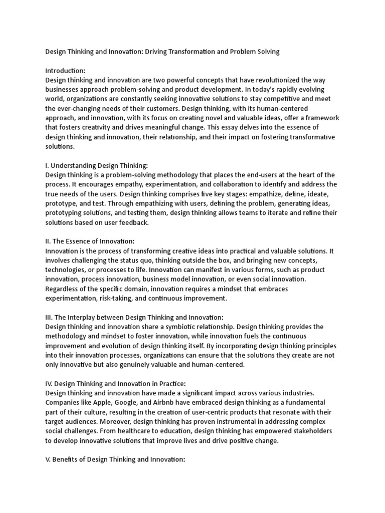 Design Thinking and Innovation | PDF | Design Thinking | Thought