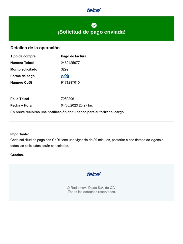 Solicitud de Pago Codi | PDF