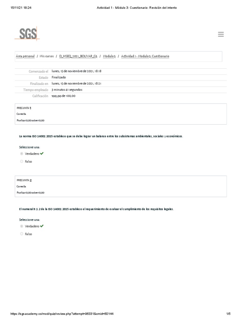 Actividad 1 - Módulo 3_ Cuestionario_ Revisión del intento | PDF