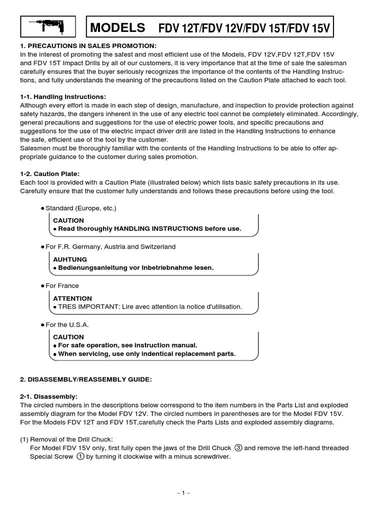 Taladro Hitachi FDV 12T | PDF | Drill | Electrical Wiring