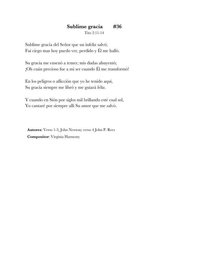 Sublime Gracia Letra | PDF