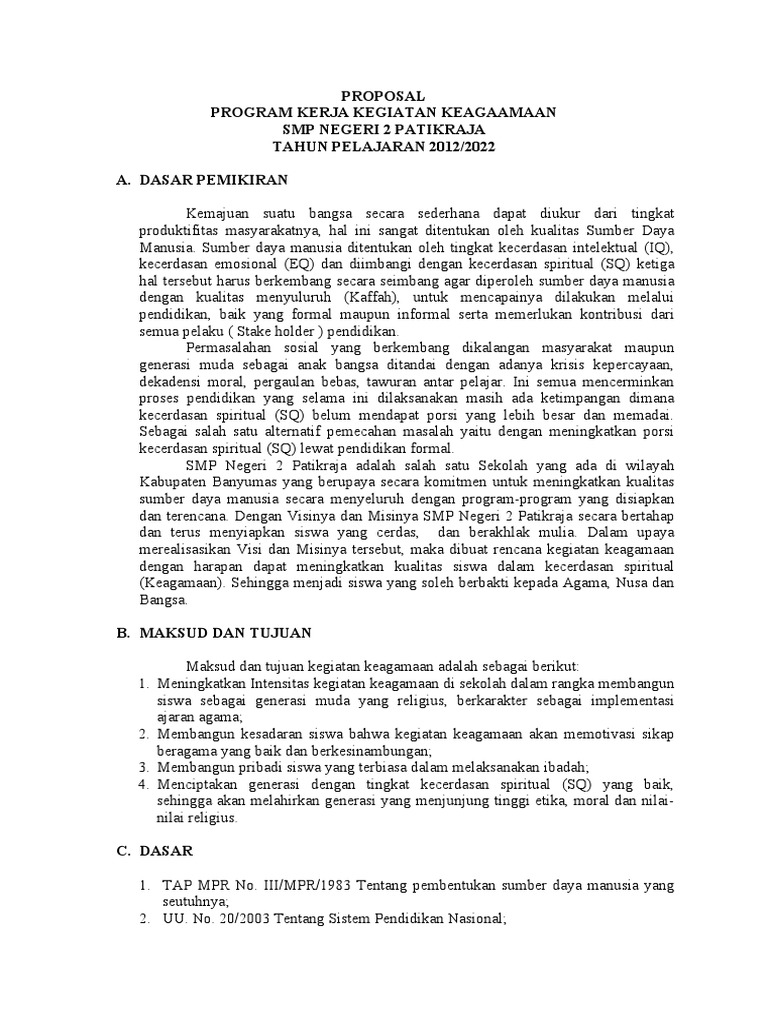 Program Keagamaan Sekolah | PDF