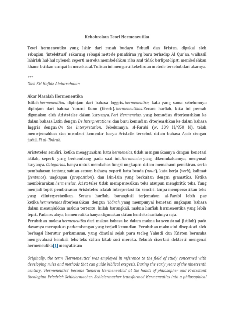 Hermeneutika | PDF | Filsafat | Agama & Spiritualitas