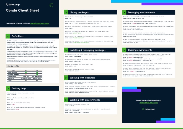 Conda Cheat Sheet 1 | PDF Conda Cheat Sheet 1 | PDF
