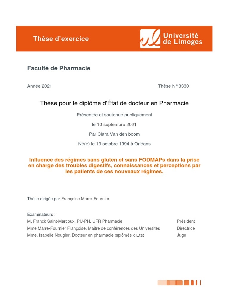 Thèse D'exercice: Faculté de Pharmacie | PDF