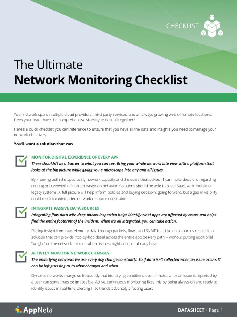 The Ultimate Network Monitoring Checklist | PDF | Computer Network | Cloud Computing