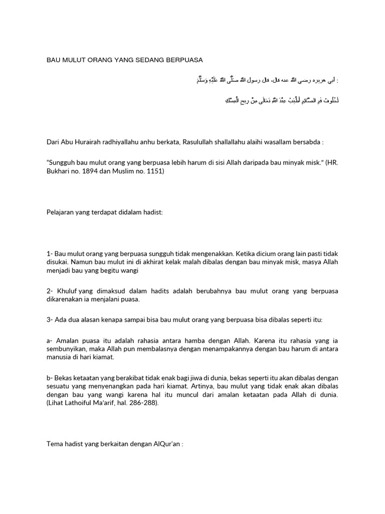 Bau Mulut Orang Yang Sedang Puasa | PDF