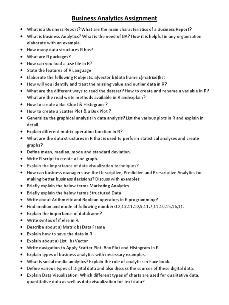 BA Assignment | PDF | Data Analysis | R (Programming Language)