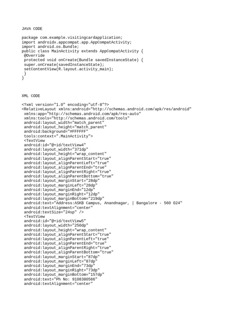 Visiting Card | PDF | Android (Operating System) | Computing Platforms