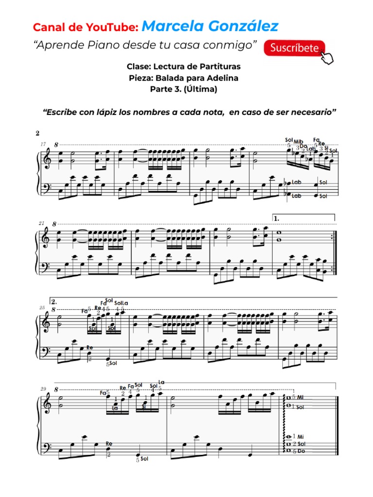 Partitura Balada para Adelina, Parte 3 | PDF