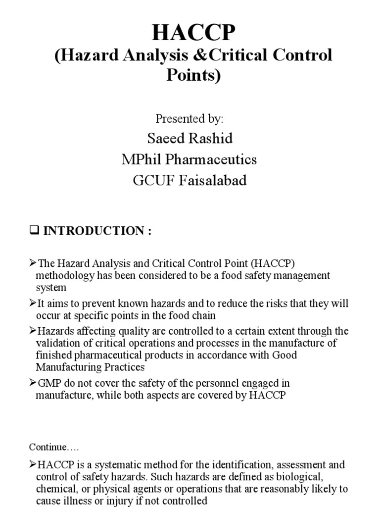 Hazard Analysis &critical Control Points FSMS 22000 | PDF | Hazard ... Hazard Analysis &critical Control Points FSMS 22000 | PDF | Hazard ...