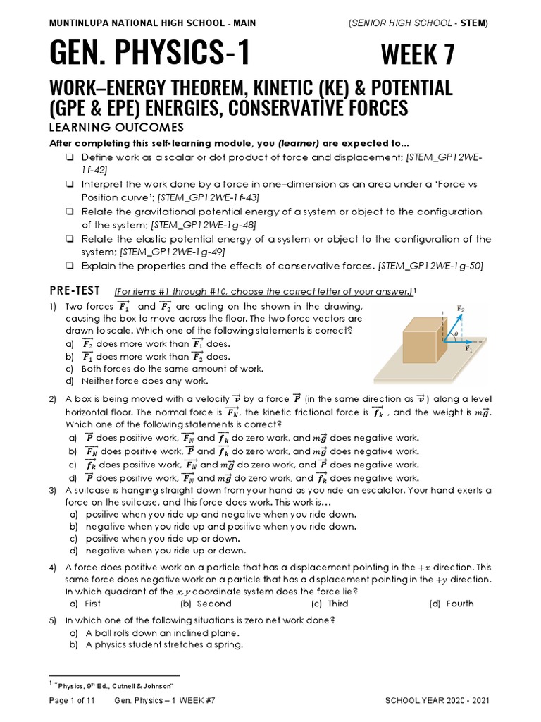 Work-Energy Theorem in Physics | PDF | Potential Energy | Force