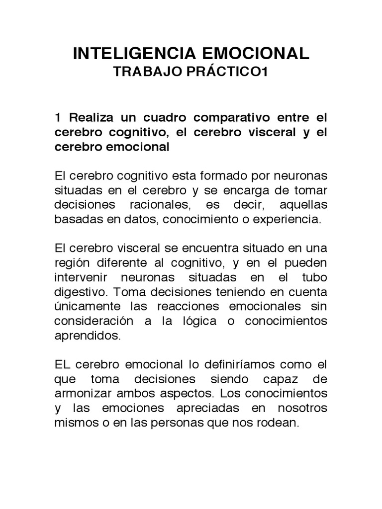 Ejercicio Practico 2 Inteligencia Emocional | PDF | Las emociones | Cerebro