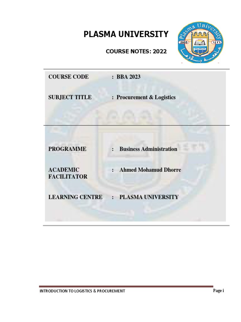 Notes Introduction To Logistics & Procurement 2023 | Download Free PDF ...