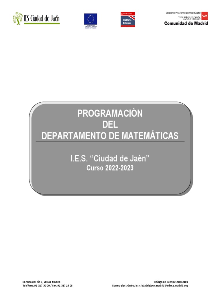 Programacion Matematicas 2022 23 | PDF | Plan de estudios | Aprendizaje