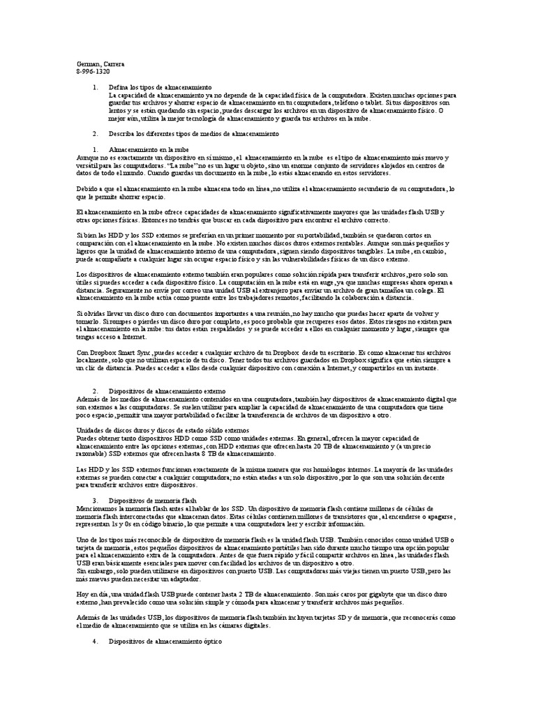 Tipos de Almacenamiento | PDF | Disco duro | Almacenamiento de datos de ...