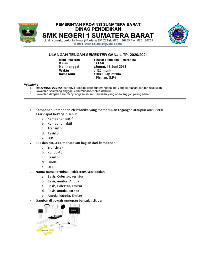 Soal Uas - Dle - X - Tav | PDF