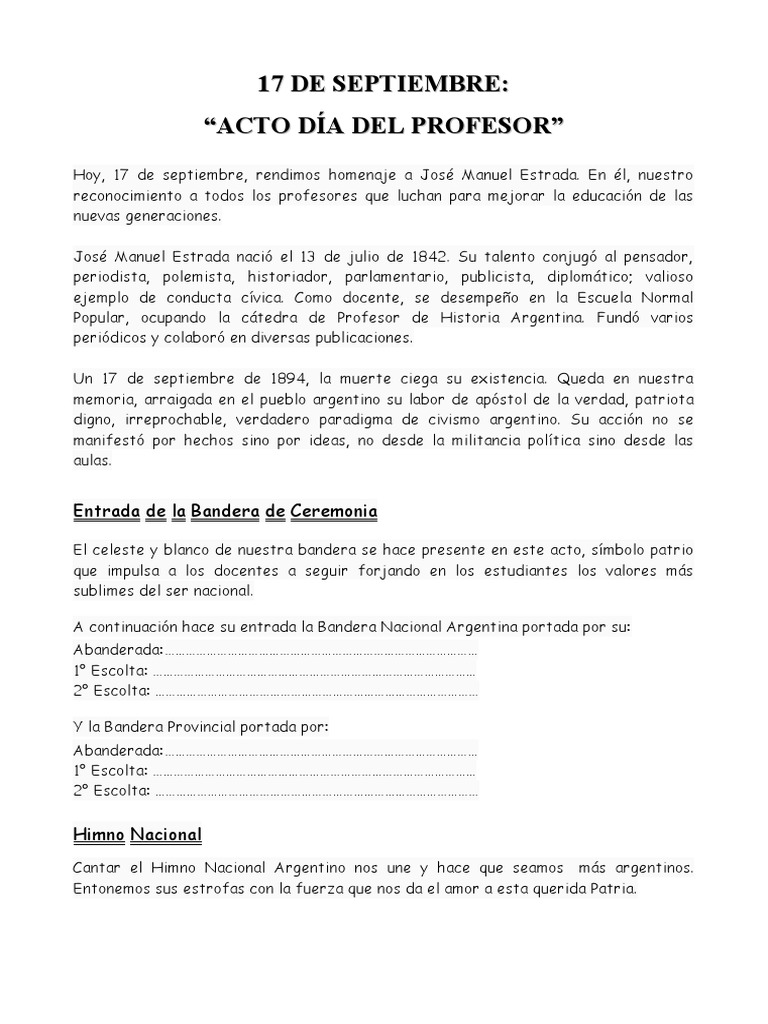 Acto Día Del Profesor | PDF