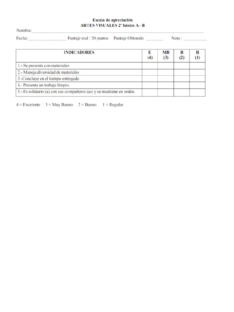 Escala de Apreciacion de Artes Visuales | PDF