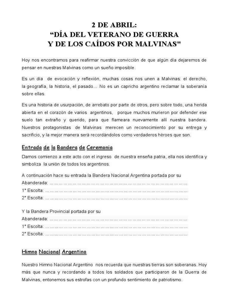 Acto Día Del Veterano de Guerra | PDF