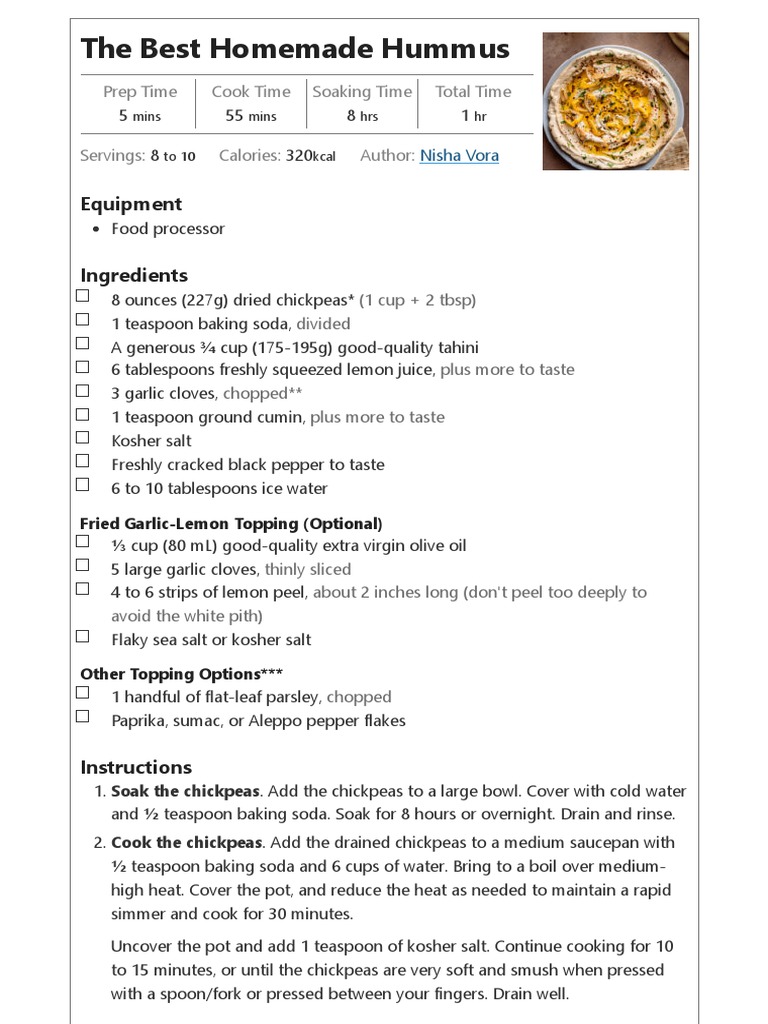 The Best Homemade Hummus - Rainbow Plant Life | PDF