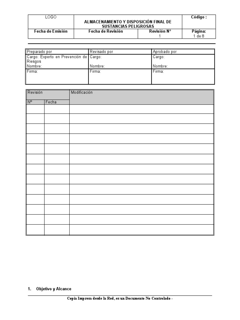 Procedimiento para El Almacenamiento de Sustancias Peligrosas | PDF | Residuos | Entorno natural