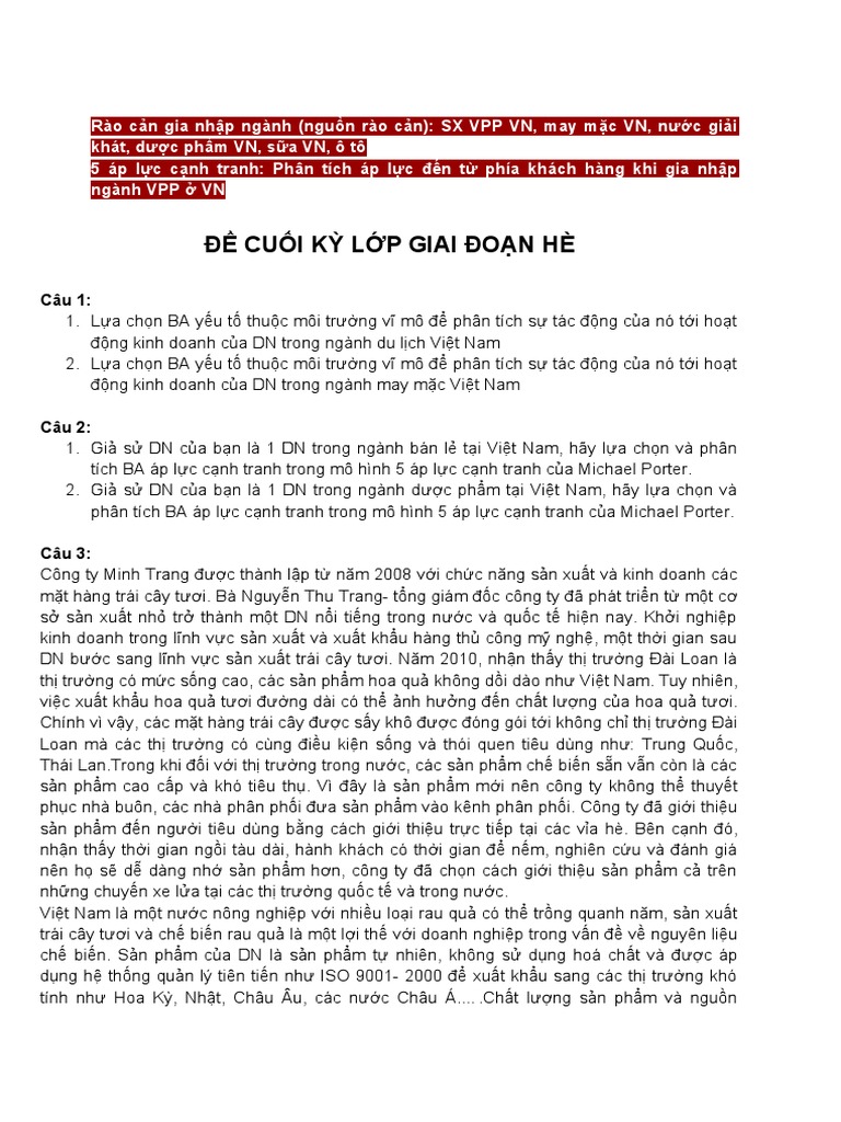 TỰ LUẬN CASE QTCL | PDF