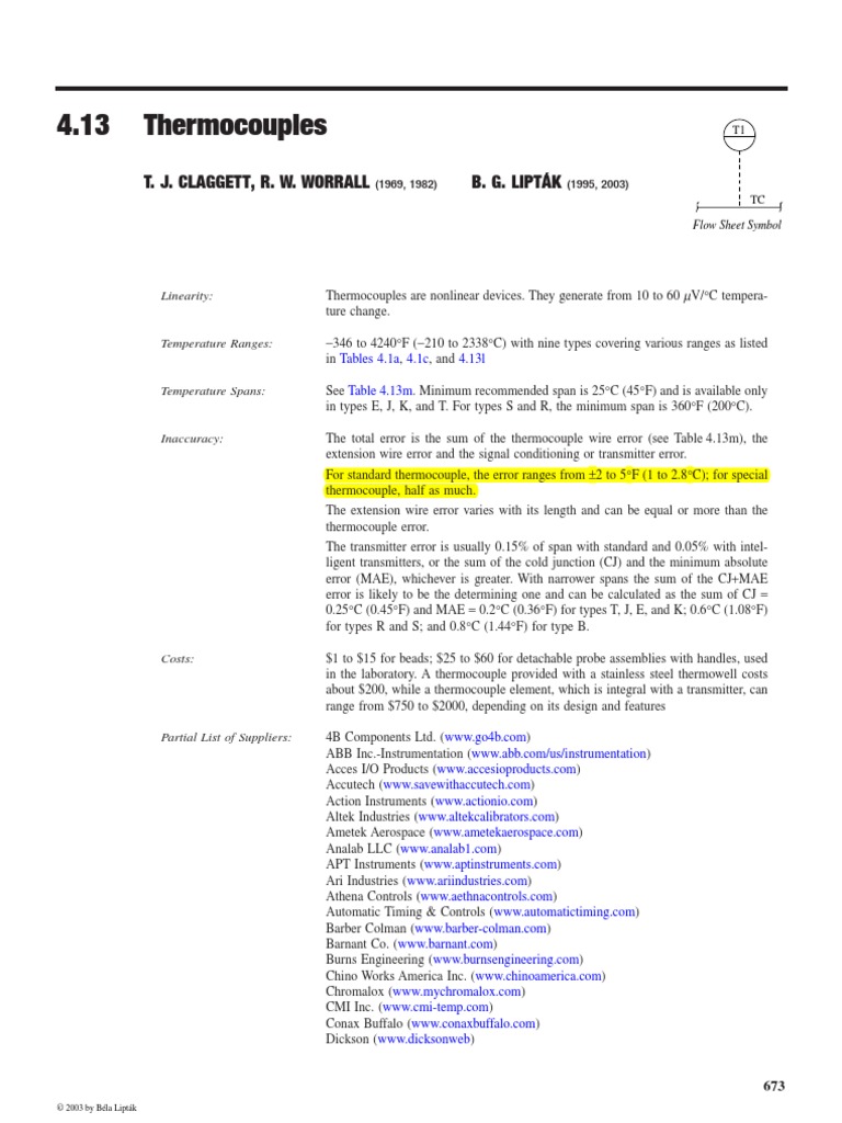 4-13 TC Instrument Engineer Handbook | PDF | Thermocouple | Physical ...