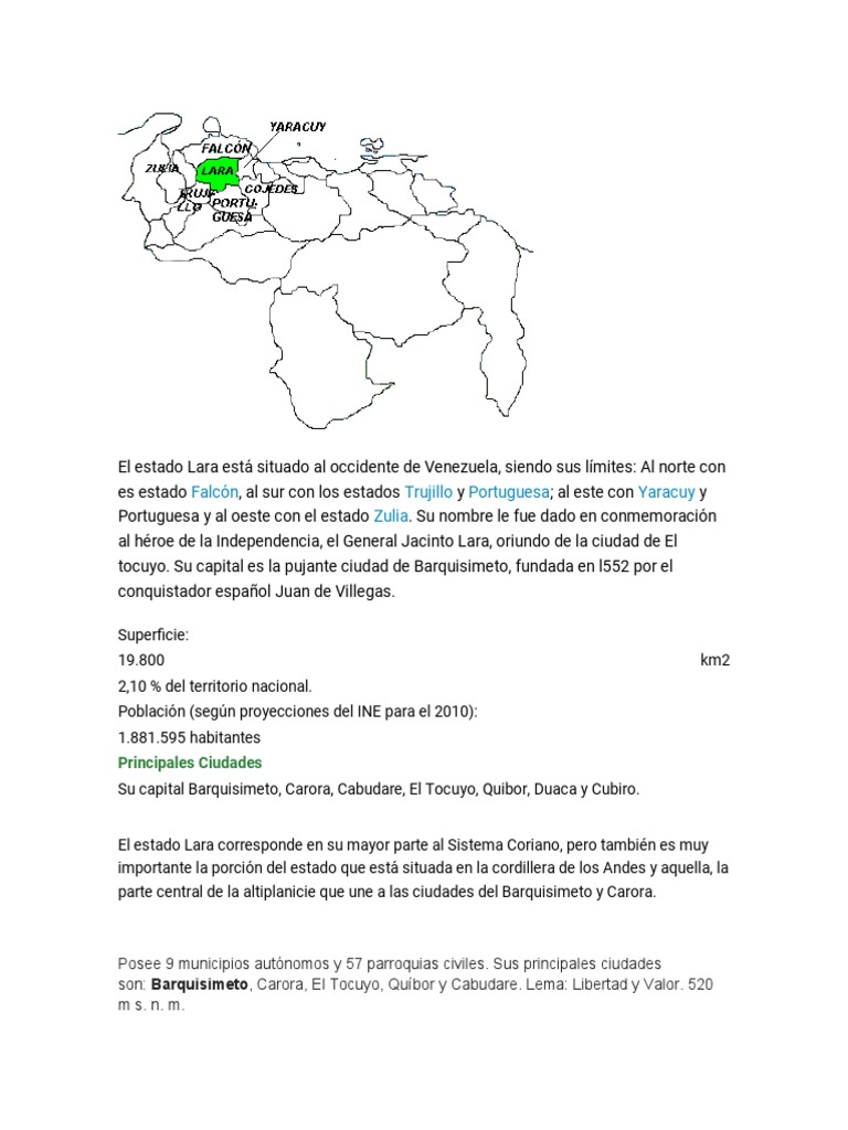 El Estado Lara | PDF | Venezuela | América del Sur