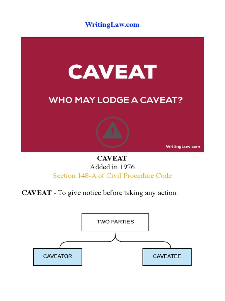 Meaning of Caveat in Civil Procedure Code | PDF