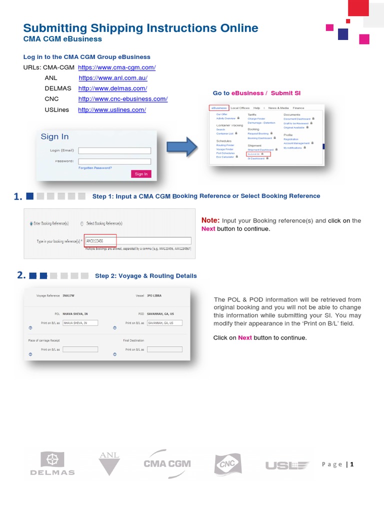 CMA CGM Shipping Instructions Guide | PDF | Cargo | Computing