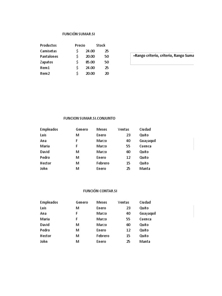 Funciones Excel | PDF