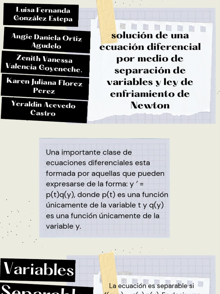 Separación de Variables | PDF | Ecuaciones | Ecuaciones diferenciales
