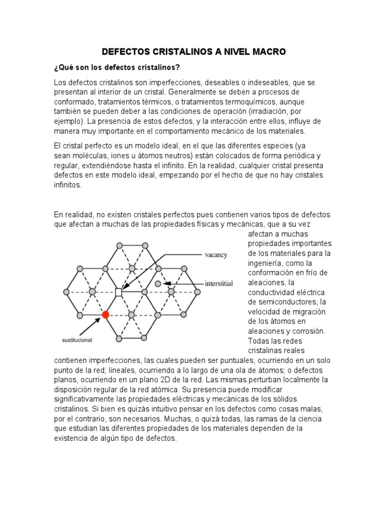 defectos cristalnos 1 | PDF | Cristal | Dislocación