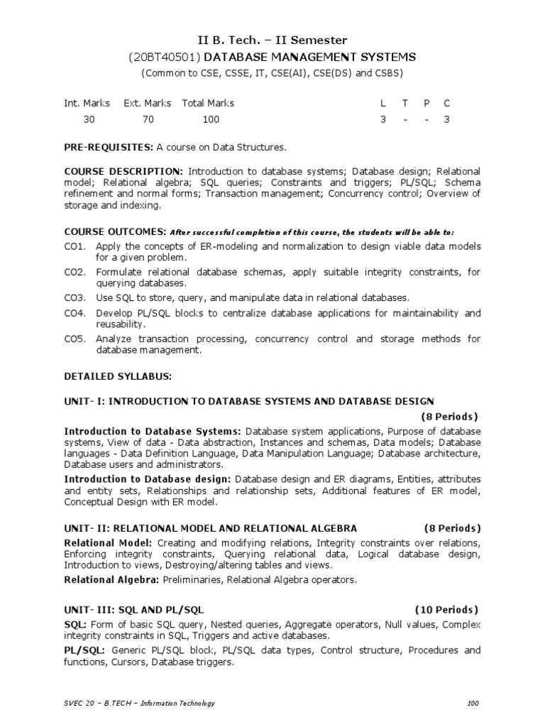 Svec 20 It DBMS | PDF | Databases | Relational Database