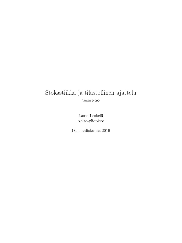 Leskela 2019-03-18 Stokastiikka Ja Tilastollinen Ajattelu | PDF