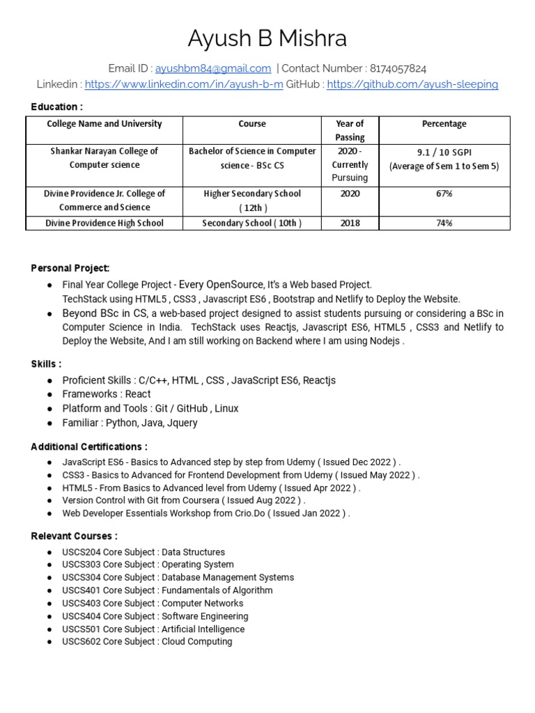 Ayush-Mishra Resume | PDF